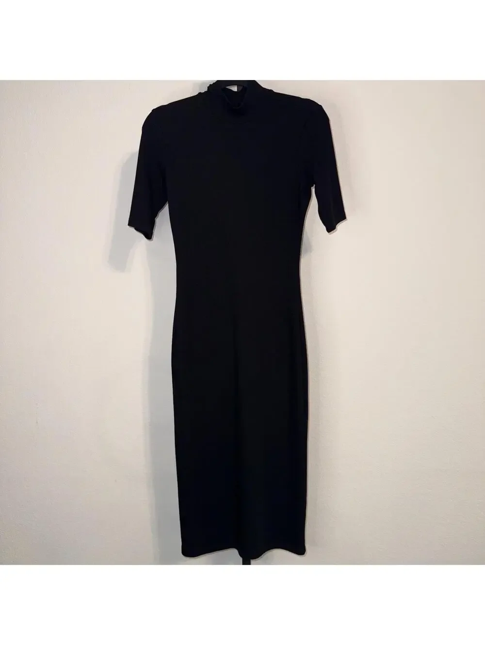 Marine Layer | Dresses | Marine Layer Black Rib Mock Neck Midi Dress ...